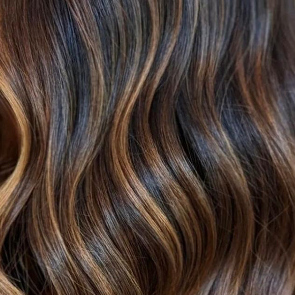 Caramel Dark Brown Highlights Tape in Human Hair Extensions - G Fusion ...